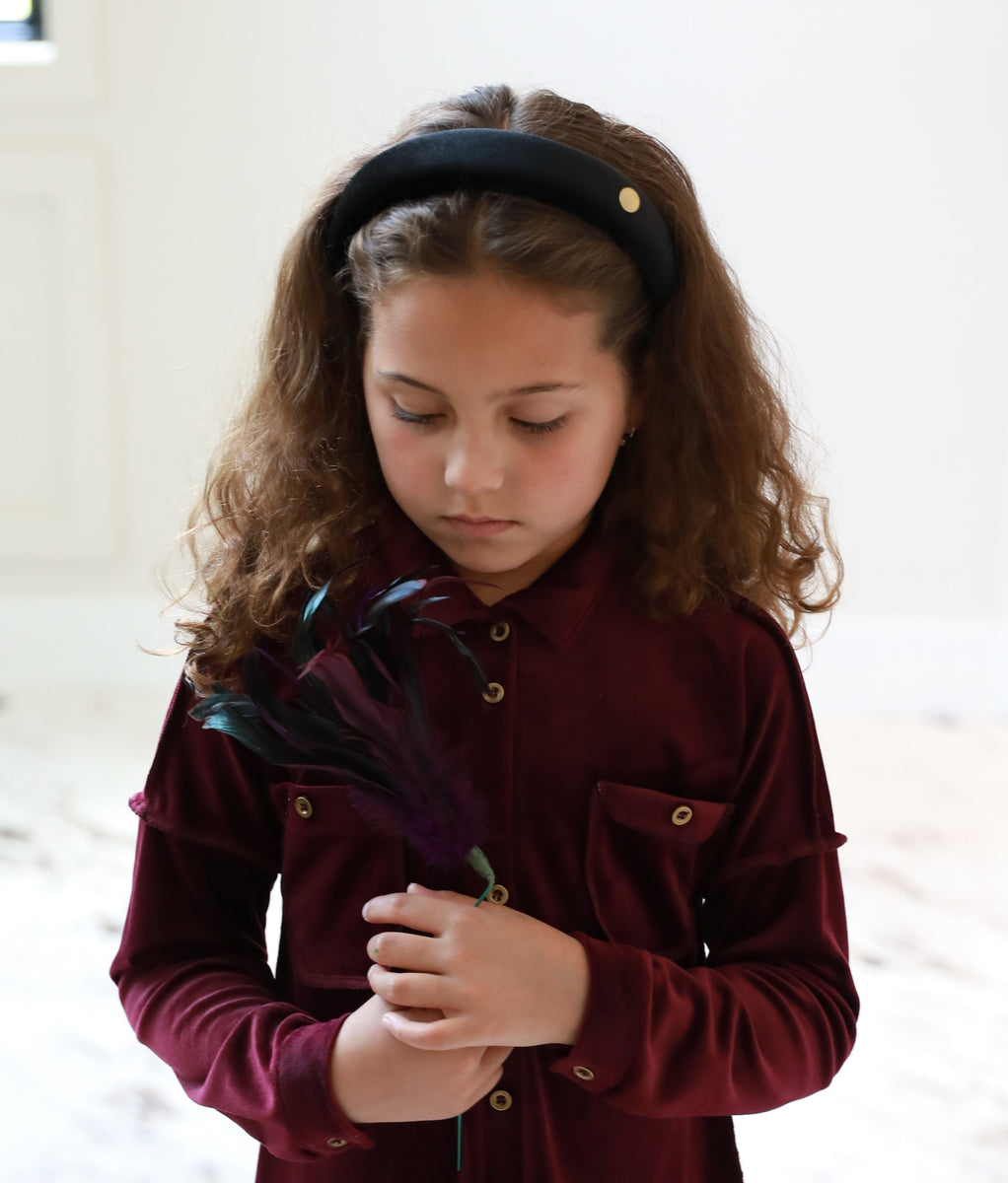 Narrow Velvet Logo Puffy Hard Headband – Cherie Accessories